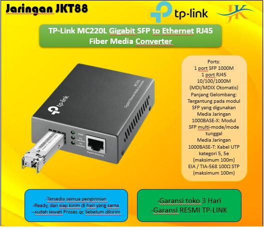 Jual TP-Link MC220L Gigabit SFP to Ethernet RJ45 Fiber Media Converter ...