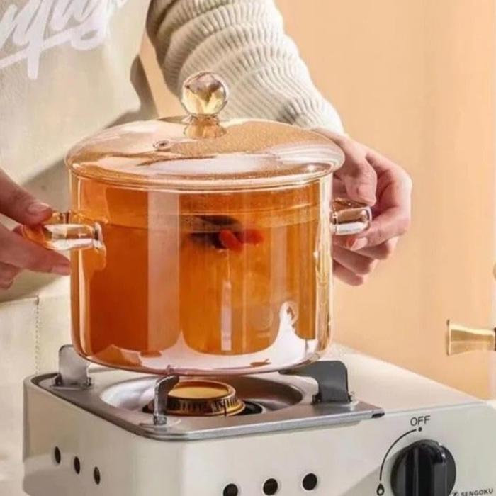 Promo PANCI KACA TAHAN PANAS API BOROSILICATE GLASS COOKING POT ALAT ...