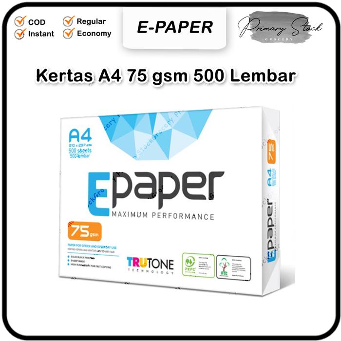 Jual Kertas Epaper A4 75 Gram HVS E Paper E-Paper Print Foto Copy 1 Rim ...
