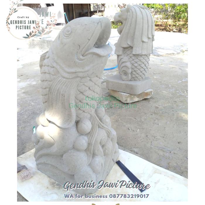 Jual Patung Air Mancur Ikan dalam Ombak Hiasan Kolam - Batu Alam Jogja - Kab. Gunungkidul ...