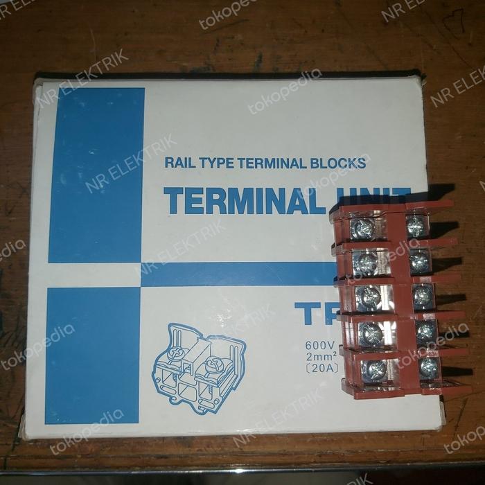 Jual Terminal Block TR-20 / TR20 20A Model Kasuga Coklat Rail 2 Fungsi ...