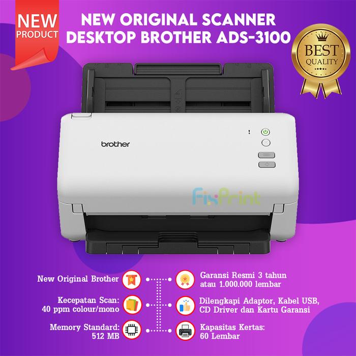 Promo Scanner Brother ADS-3100 High Speed Dekstop Duplex ADF Scan New ...