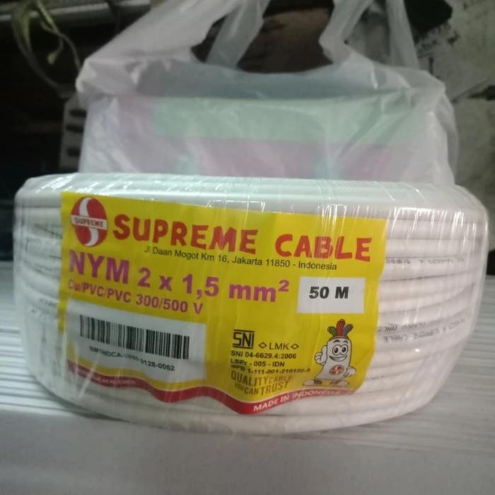 Jual KABEL LISTRIK NYM 2x1,5MM TUNGGAL KAWAT PUTIH SUPREME 1ROLL @50M - Jakarta Pusat - Cahaya ...