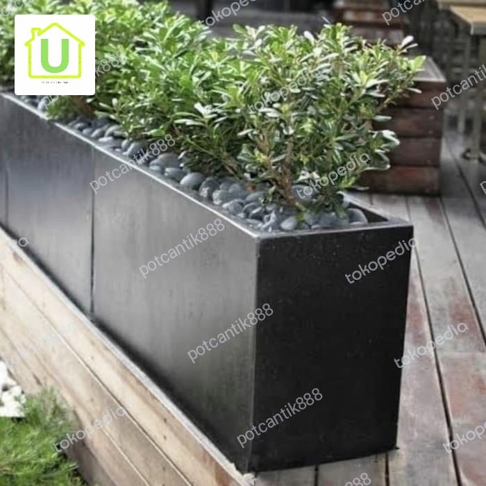 Jual pot teraso pot persegi panjang 75cm x 40 x 40 hitam glossy - Kota ...