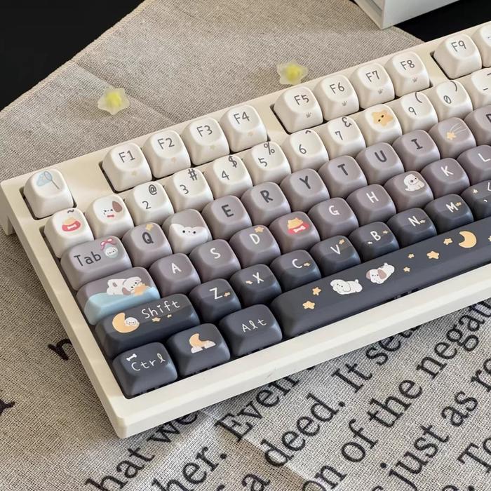 Jual EOA Puppy Dream Night Moon gradient keycaps profile pbt keren lucu ...
