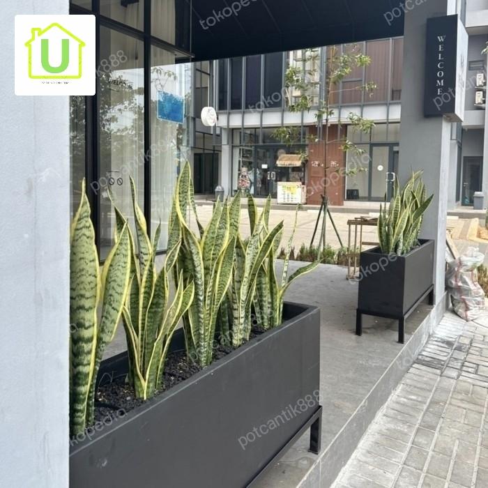 Jual pot teraso pot persegi panjang cat hitam doff plus kaki 120 x 30 x ...