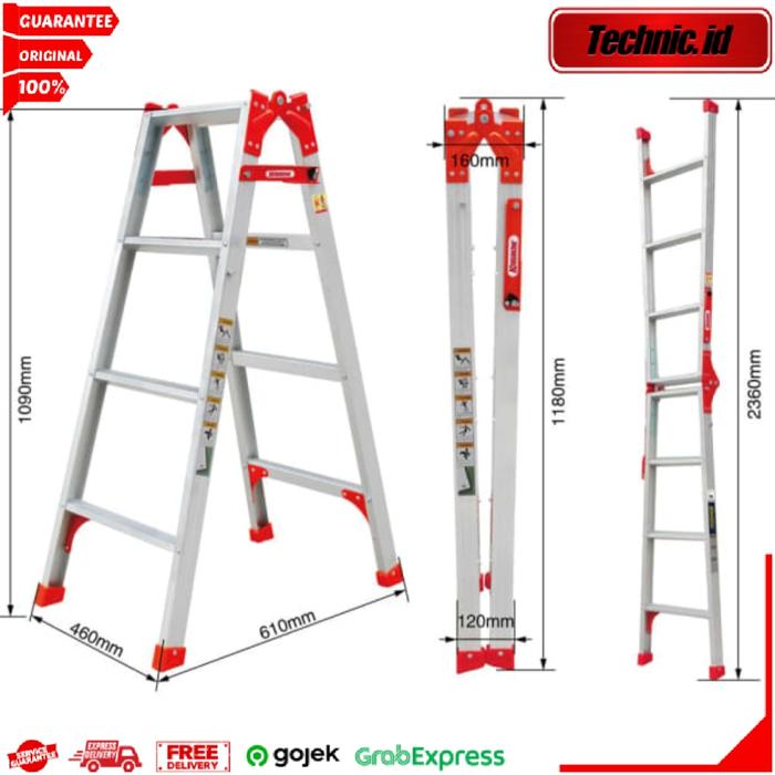 Jual Fixsteps Tangga Lipat Dan Multifungsi Aluminium 2in1 4 Step - Kota ...