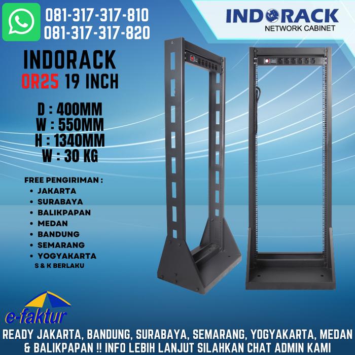 Jual INDORACK RACK SERVER / RAK CABINET - OR25 OPEN RACK 19 INCH 25U ...