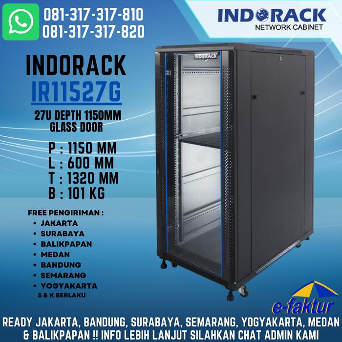 Jual INDORACK CLOSE RACK 27U DEPTH 1150MM GLASS DOOR - IR11527G RACK ...