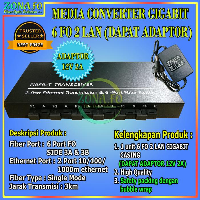 Promo Media Converter 6 FO 2 LAN Gigabit Switch Fiber Optic HTB 6 SC ...