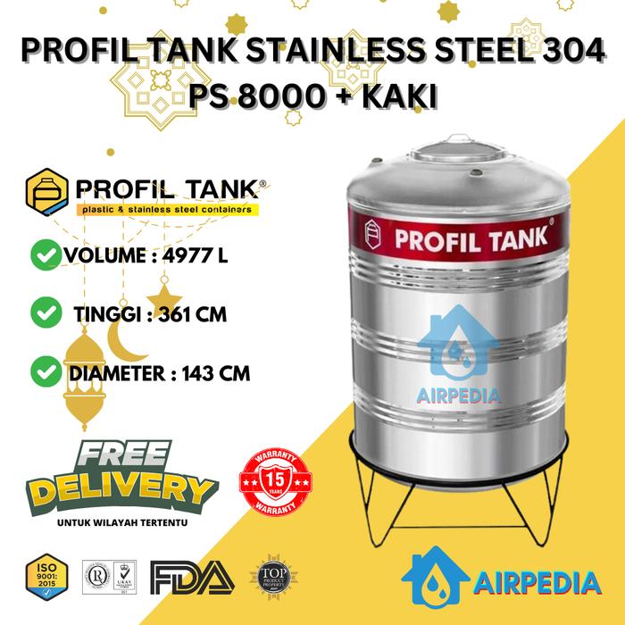 Jual Tangki Air Profil Tank PS 8000 + Kaki - Toren Air Profil Stainless ...