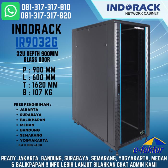 Jual INDORACK CLOSE RACK 32U DEPTH 900MM GLASS DOOR - IR9032G - Kota ...