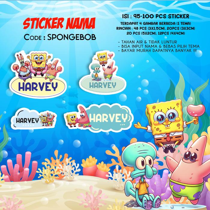 Jual Sticker Stiker Label Nama Karakter Tema Spongebob Cute - Kota ...