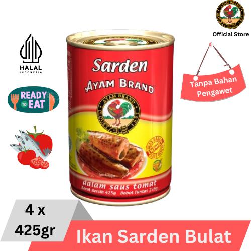 Promo Ayam Brand - Ikan Sarden Kaleng Saus Tomat Bulat 4 pcs 425gr ...