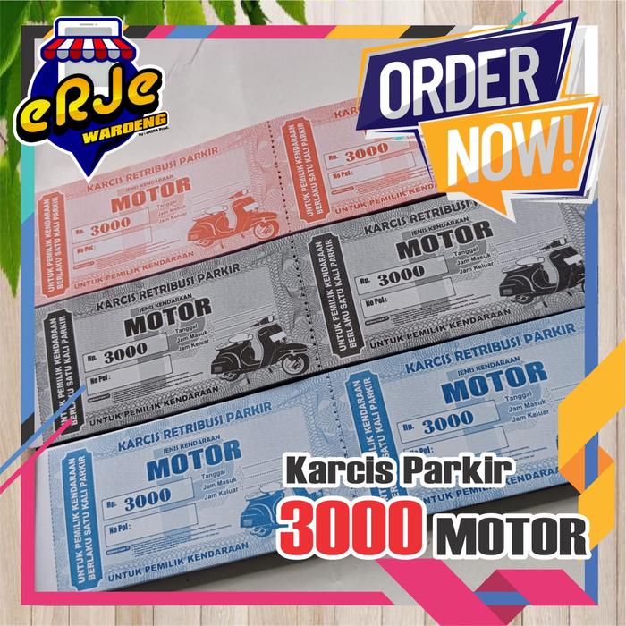 Jual Karcis Parkir Motor Nominal 100 lembar 2 sisi universal 3 warna ...