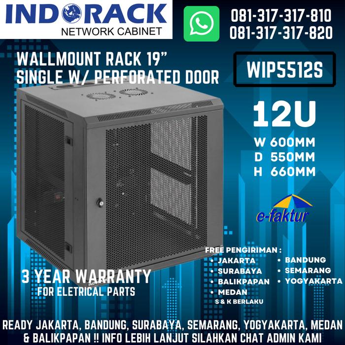 Jual INDORACK WALLMOUNT RACK PERFORATED DOOR 12U DEPTH 550MM - WIP5512S - Kota Medan - Raja Rack ...