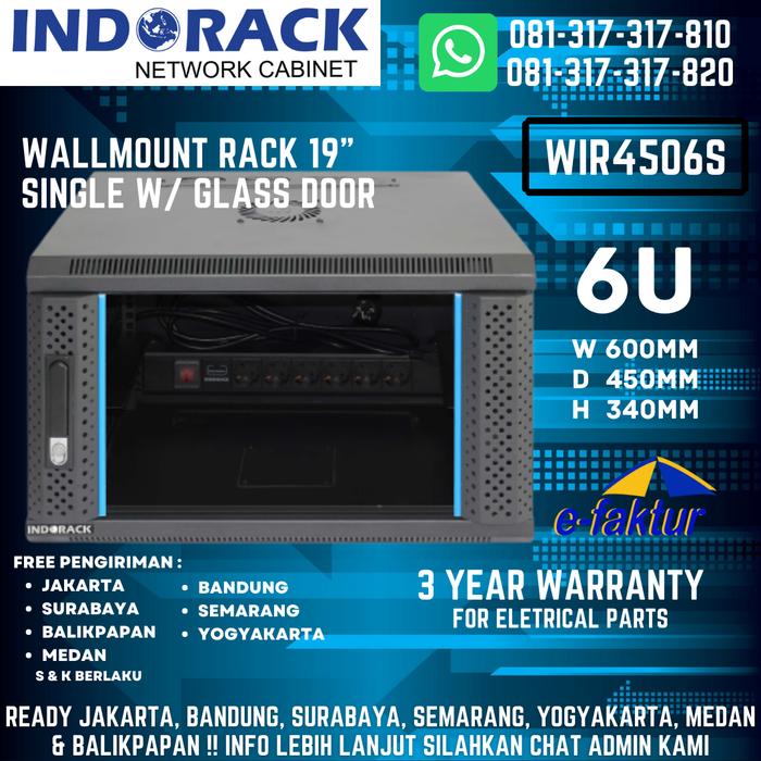 Jual INDORACK WALLMOUNT 19 INCH 6U DEPTH 450MM SINGLE DOOR - WIR4506S ...