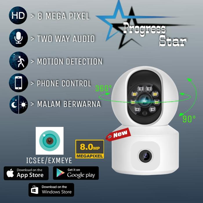Promo New Ip Cam Cctv Icsee 8MP double lens Zoom kamera Cctv Wireless ...