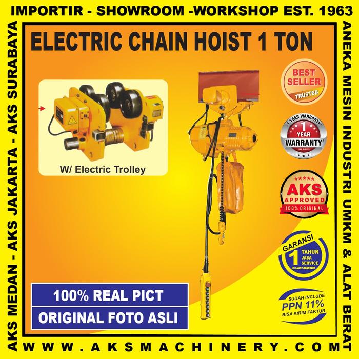 Jual Katrol Listrik 1.000 Kg 3 m Electric Chain Hoist 1.5 Kw - AKS ...