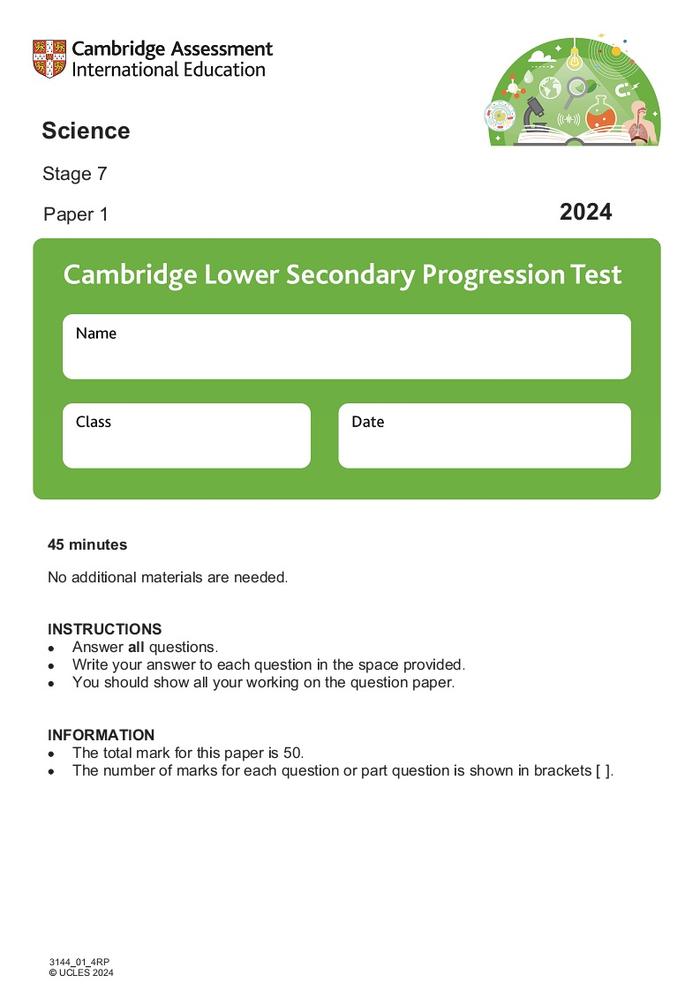 Jual Cambridge Secondary Stage 7 Science 2024 Questions & Keys ...