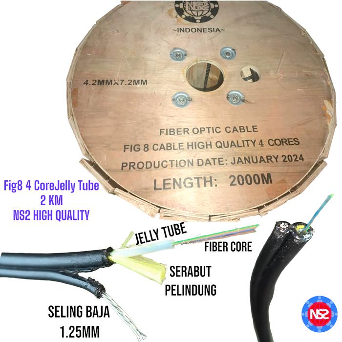 Jual kabel fo 4 core fig8 jelly tube 2km NS2 high quality fiber optik ...