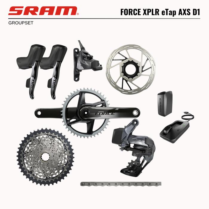 Jual Groupset SRAM FORCE XPLR eTap AXS Wide DB Gravel 1x12 D1 Sprocket 44T lengkap - Kota ...