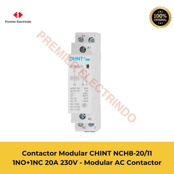 Jual Contactor Modular Din Rail CHINT NCH8-20/11 - 2P 1NO+1NC 20A ...