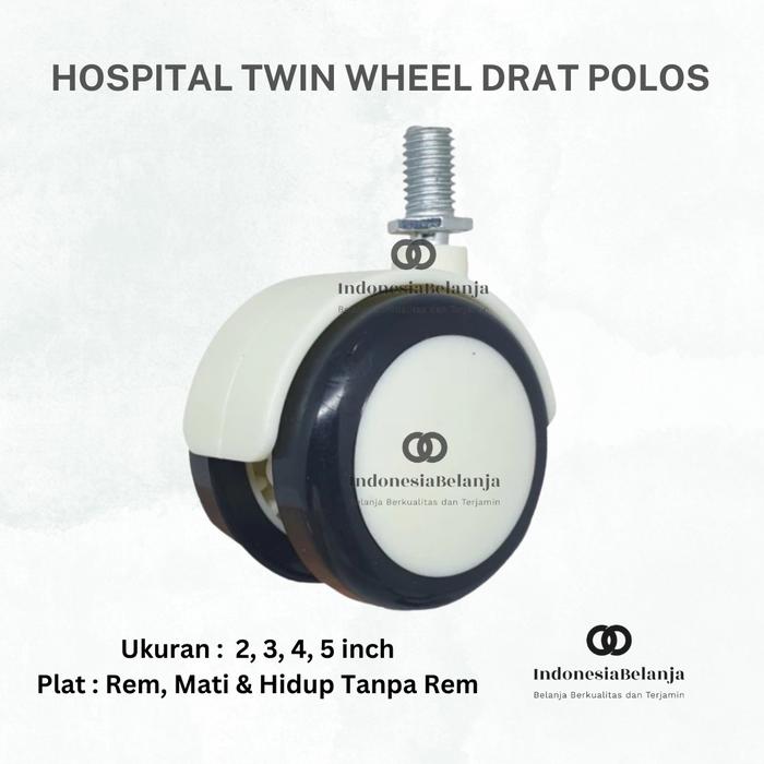 Jual Roda Troli Hospital Double Wheel 2 Inch Drat Polos Hidup Swivel ...