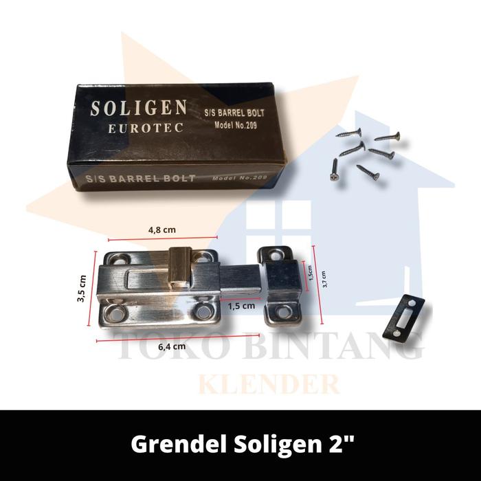 Jual Grendel untuk Pintu Kamar Mandi / Toilet / Grendel Soligen 2 inch ...