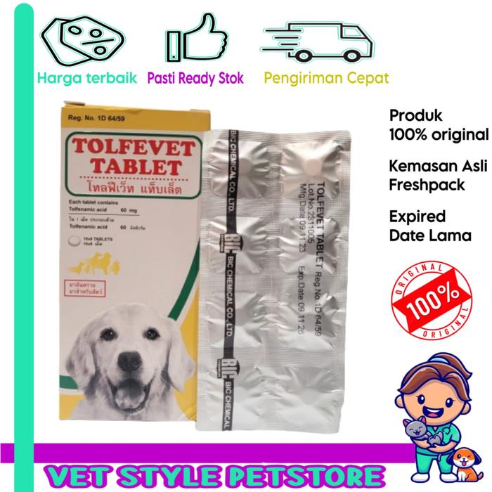 Jual Tolfevet 60mg mirip tolfedin tablet anti radang khusus hewan per ...