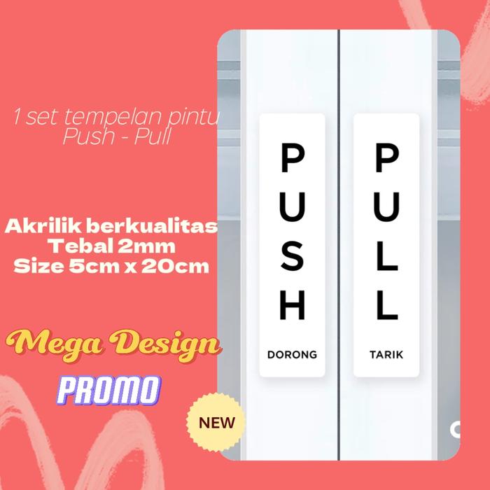 Jual Label Sticker Push Pull Label Akrilik Kayu Pintu Tempel Stiker ...
