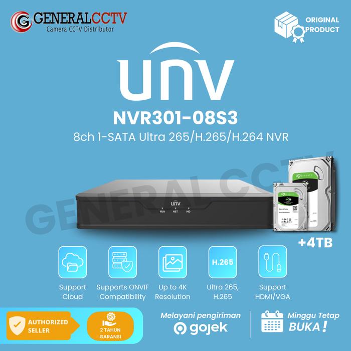 Promo NVR Uniview 8 Channel NVr301-08S3 Network Video Recorder - HDD+ ...