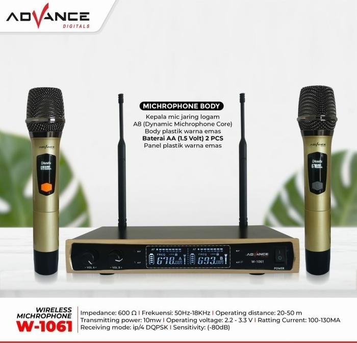 Jual Mic Advance W-1061 Microphone Double Wireless + Receiver Garansi ...
