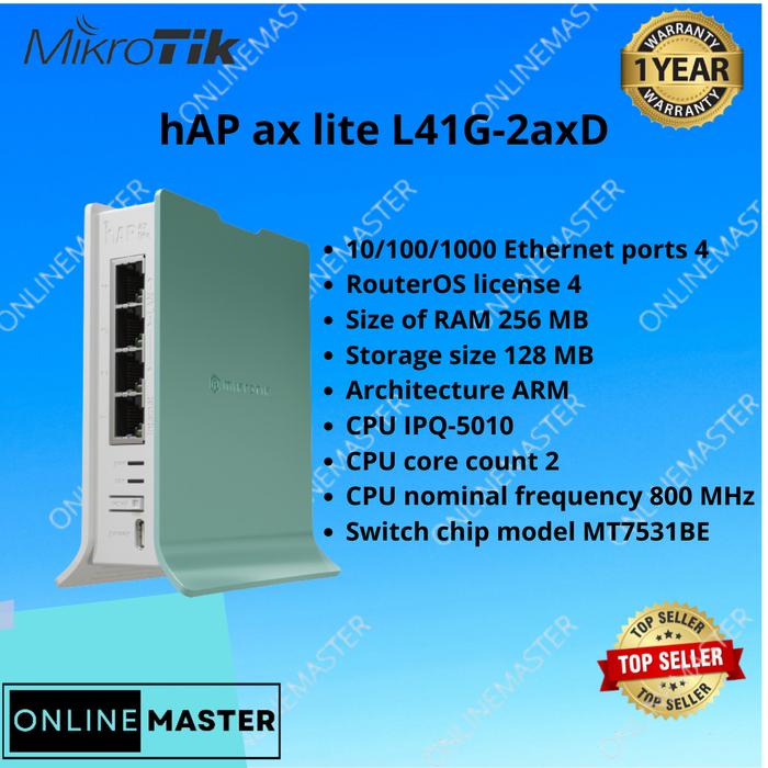 Jual Mikrotik hAP ax lite L41G-2axD - Jakarta Pusat - ONLINEMASTER | Tokopedia