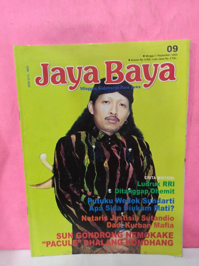 Jual MAJALAH JAYA BAYA : SUN GONDRONG NEMOKAKE PACULE DHALANG KONDHANG ...