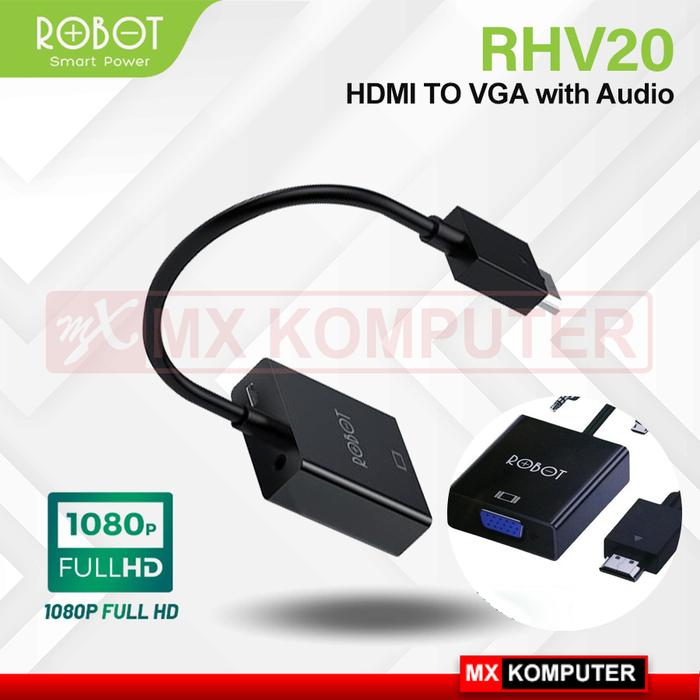 Jual Converter HDMI to VGA Robot RHV20 Adaptor 1080p Full HD Audio ...