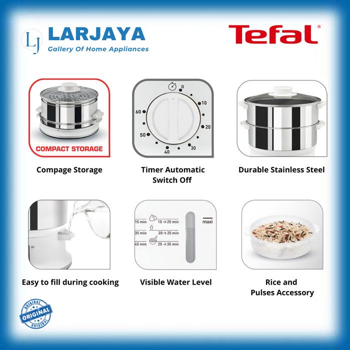 Jual Tefal Food Steamer Convenient Vc1451 | Pengukus Stainless Electric ...