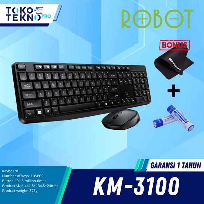 Promo Robot KM3100 / KM-3100 Wireless Keyboard Mouse Combo - Jakarta ...
