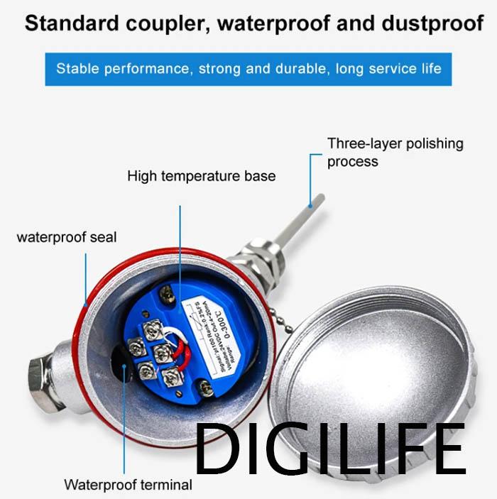 Jual Temperature Transmitter PT100 RTD 0-300c In Line 4-20mA 1/2NPT ...