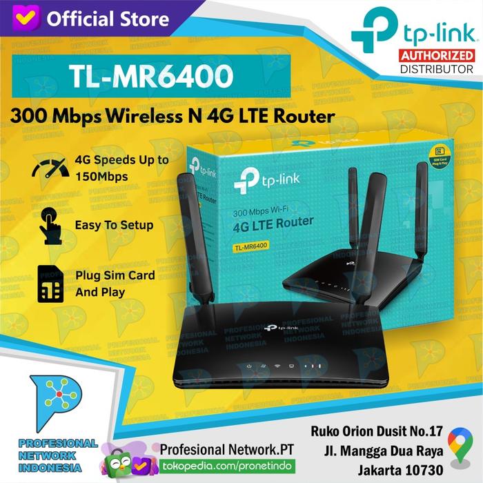Promo TP-LINK TL-MR100 300 Mbps Wireless N 4G LTE Router - *MR6400 ...