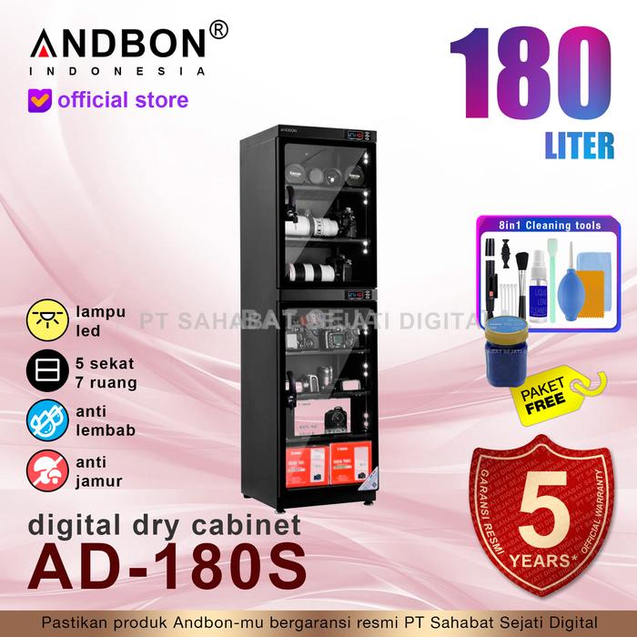 Promo Dry Box Dry Cabinet ANDBON AD-180S Digital Drybox Drycabinet 180 liter - paket2, kayu ...