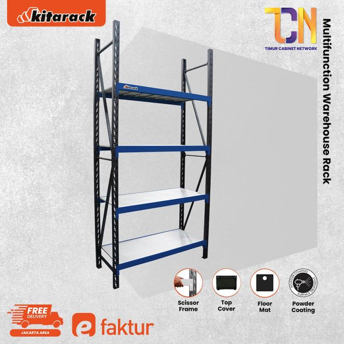 Jual RAK GUDANG Besi 300KG Rack Gudang Tinggi 3 Meter Susun Abu 1.5 ...
