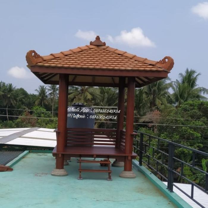 Jual gazebo kayu gelugu kelapa ukuran 2x2 atap genting - Kab. Jepara ...