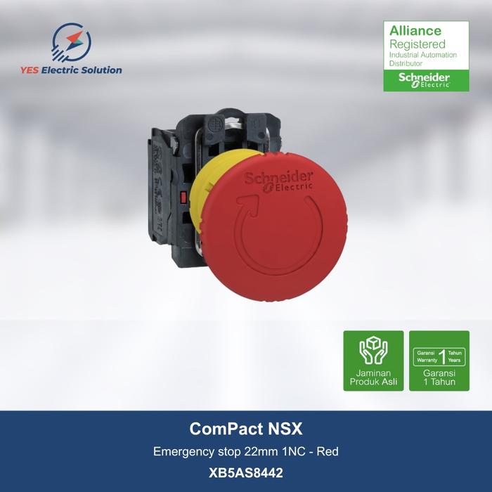 Jual Schneider Electric XB5 Emergency Stop 22mm - Red - XB5AS8442 - Kota Surabaya - YES Electric ...