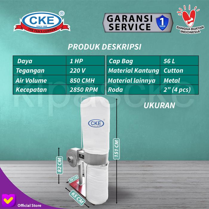 Promo Mesin Dust Collector Single Bag 1HP 750W 220V 57L Alat Penghisap ...