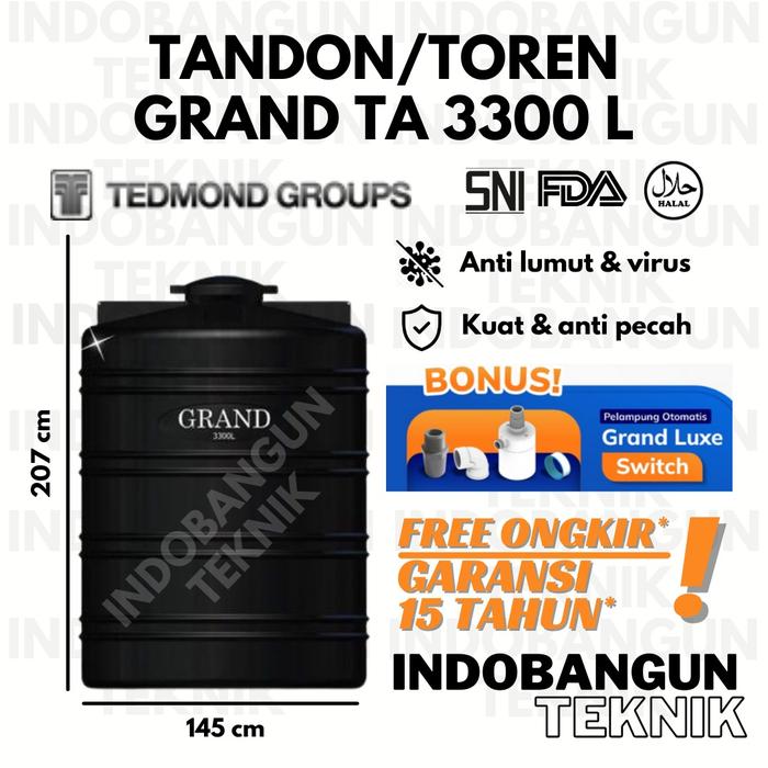 Jual Toren Tangki Tandon Air Grand GBL 3300 Liter 3000 Liter Tedmond ...