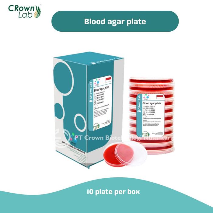 Jual Blood Agar Plate (Media Agar Darah)_CRown Lab_ 10 plate/box - Kota ...