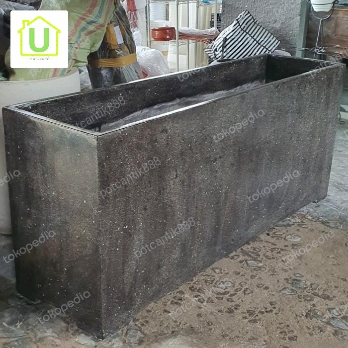 Jual pot teraso persegi panjang planter box hitam glossy 120 x L30 x ...