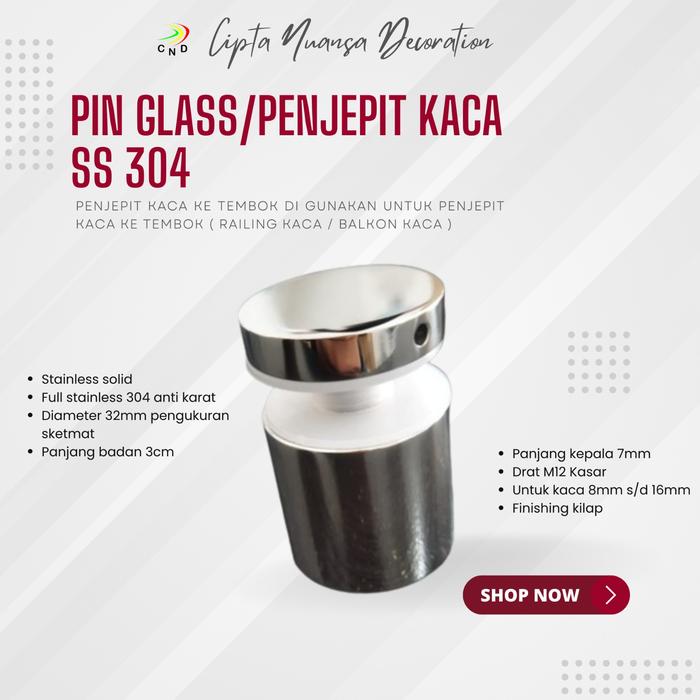 Jual Pin glass Ss 304 penjepit kaca stainless / penjepit kaca ke tembok ...