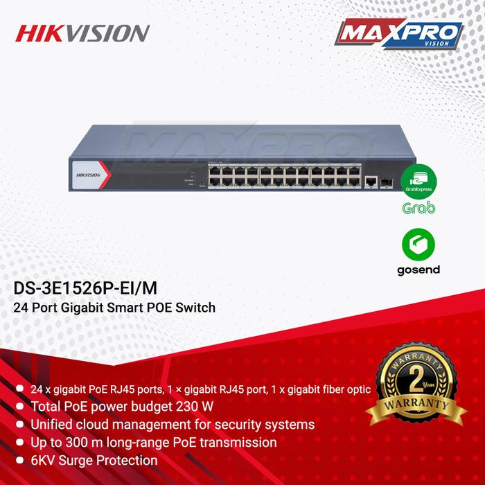 Jual DS-3E1526P-EI/M - HIKVISION 24 PORT GIGABIT SMART POE SWITCH 2 ...